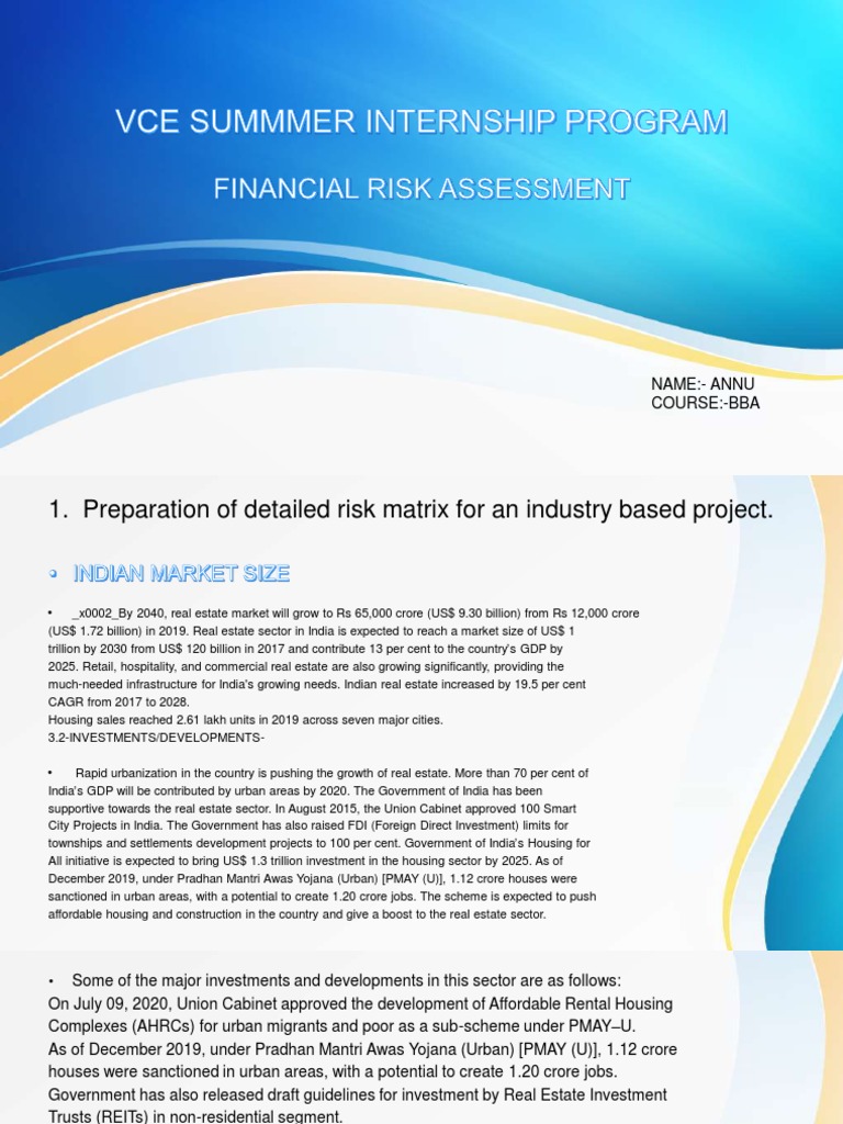 Vce Summmer Internship Program (Financial Risk Assessment) | PDF | Economies