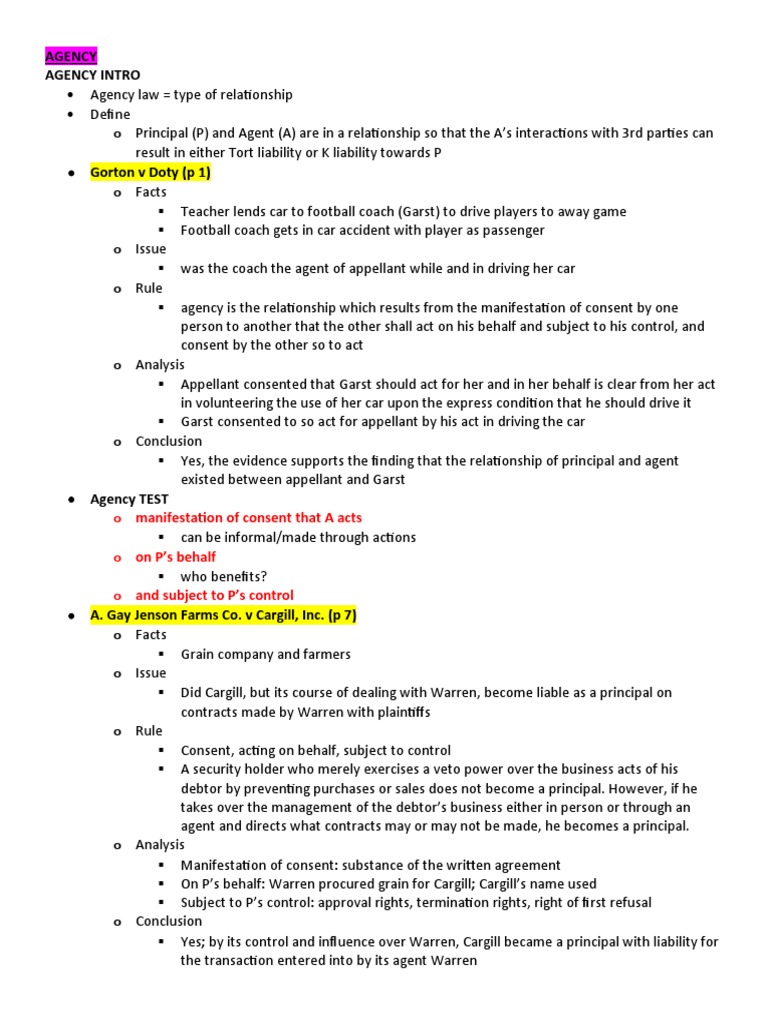 BA Notes | PDF | Law Of Agency | Mergers And Acquisitions