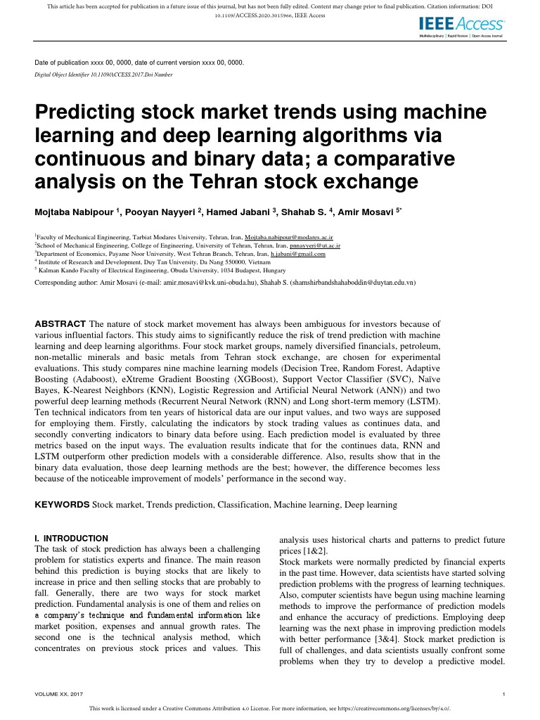 Predicting Stock Market Trends | PDF | Machine Learning | Regression Analysis