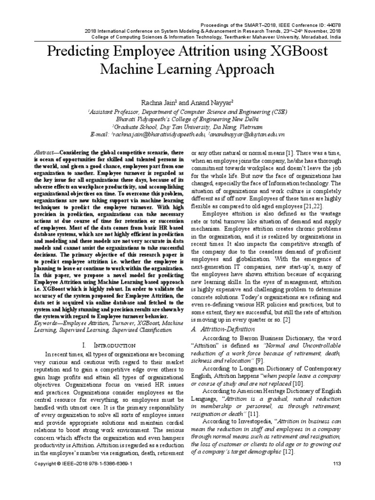 Predicting Employee Attrition Using XGBoost Machine Learning | PDF | Employment | Turnover ...