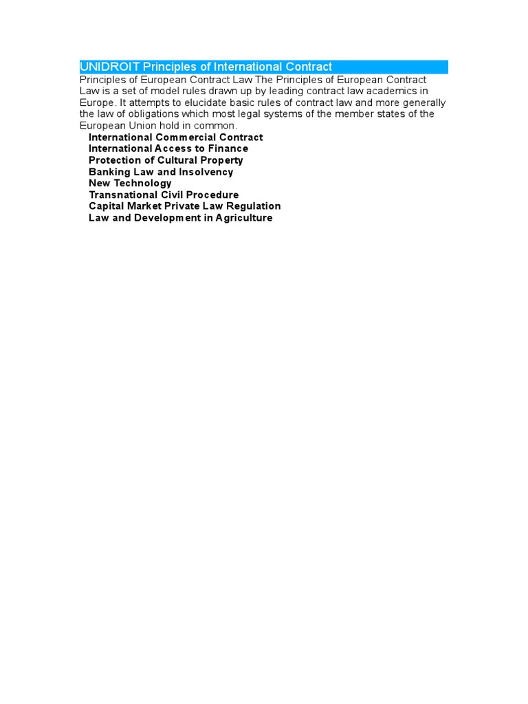 UNIDROIT Principles of International Contract | PDF
