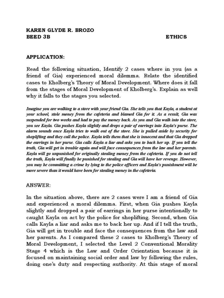 Karen Glyde R. Brozo Beed 3B Ethics | PDF | Applied Ethics | Ethical Principles