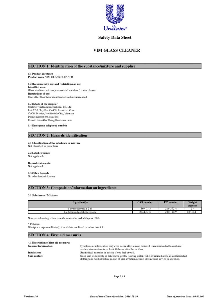 MSDS Vim 2 | PDF | Toxicity | Biodegradation