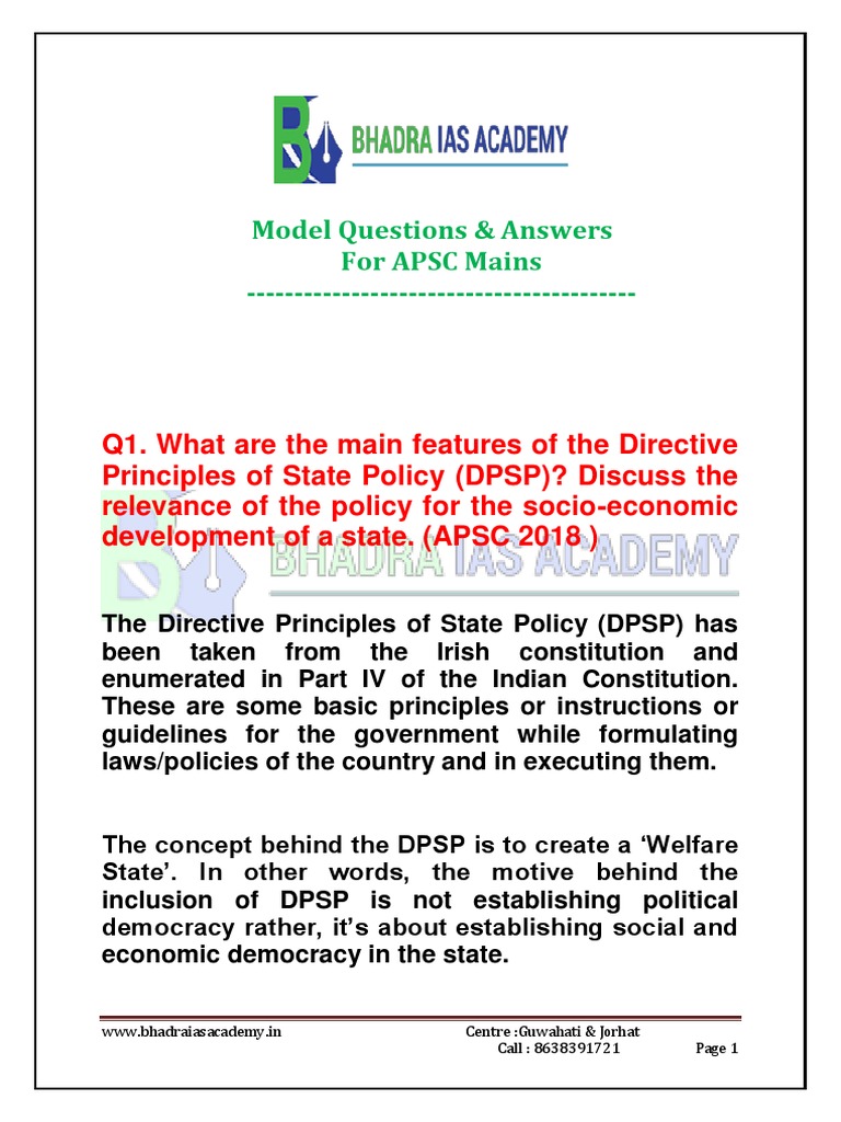 Model Questions & Answers For APSC Mains | PDF | Economic Inequality ...