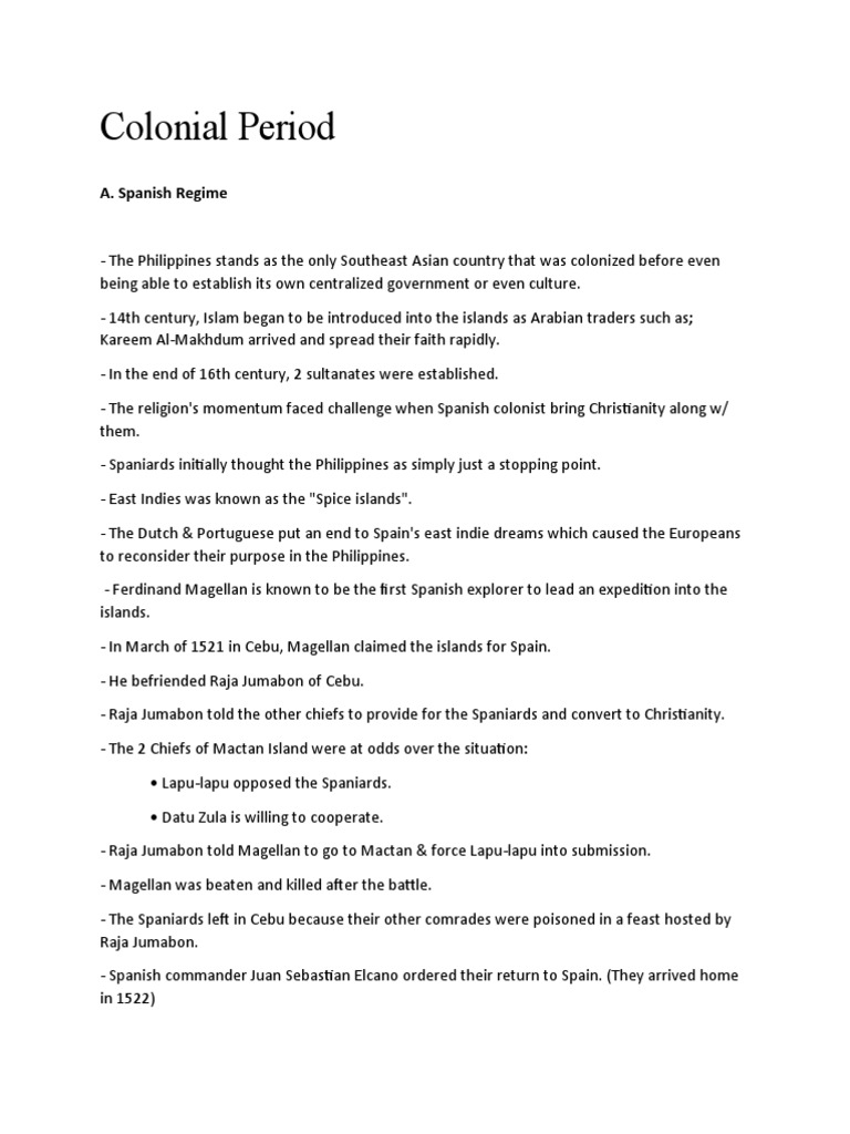 Colonial Period: A. Spanish Regime | Download Free PDF | Philippines