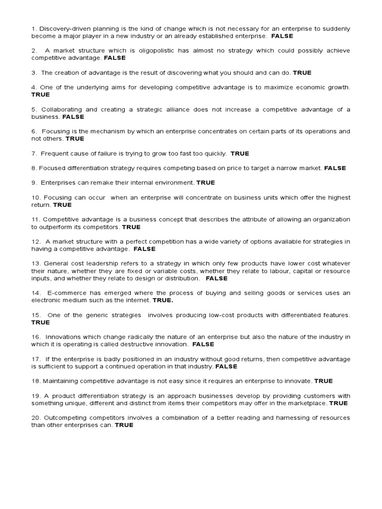 Questionnaire | PDF | Competitive Advantage | Strategic Management