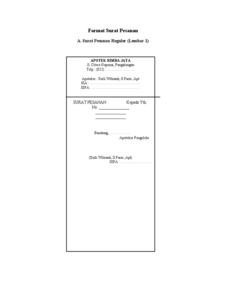 Format Surat Pesanan | PDF