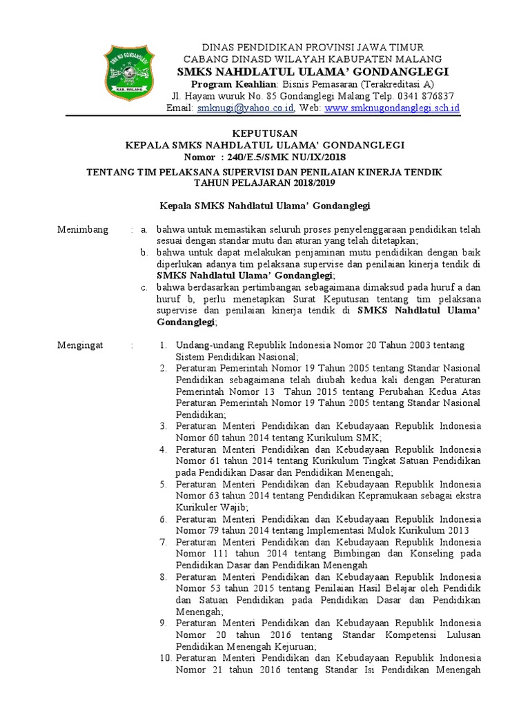 SK Tim Supervisi | PDF