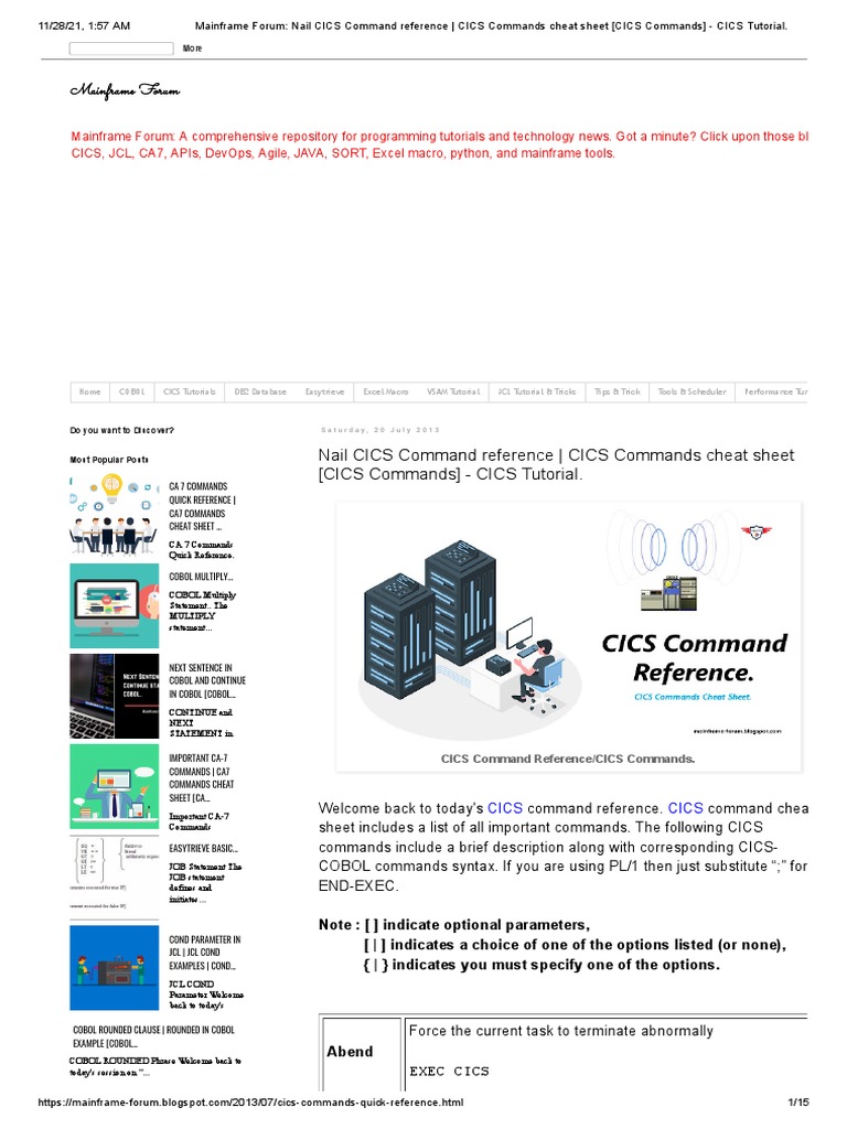 Mainframe Forum - Nail CICS Command Reference - CICS Commands Cheat ... Mainframe Forum - Nail CICS Command Reference - CICS Commands Cheat ...