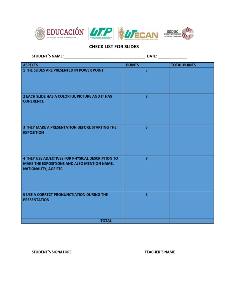 Check List For Slides | PDF