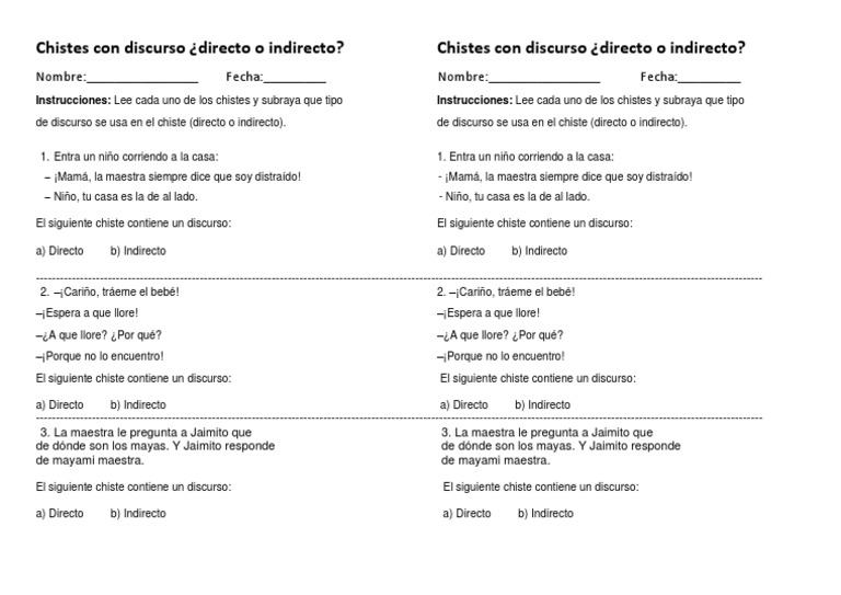 Chistes: Discurso Directo e Indirecto | PDF