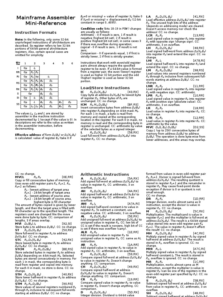 Assembler Mini Reference | PDF