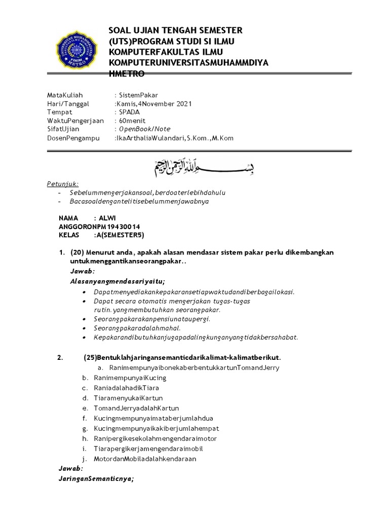 Uts Sistem Pakar | PDF