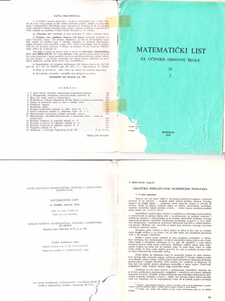 Matematicki List 1970 IV-3 | PDF