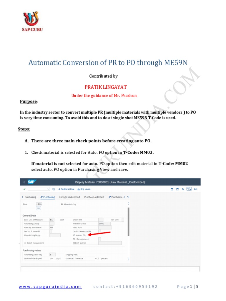 Automatic PR To PO Conversion | PDF