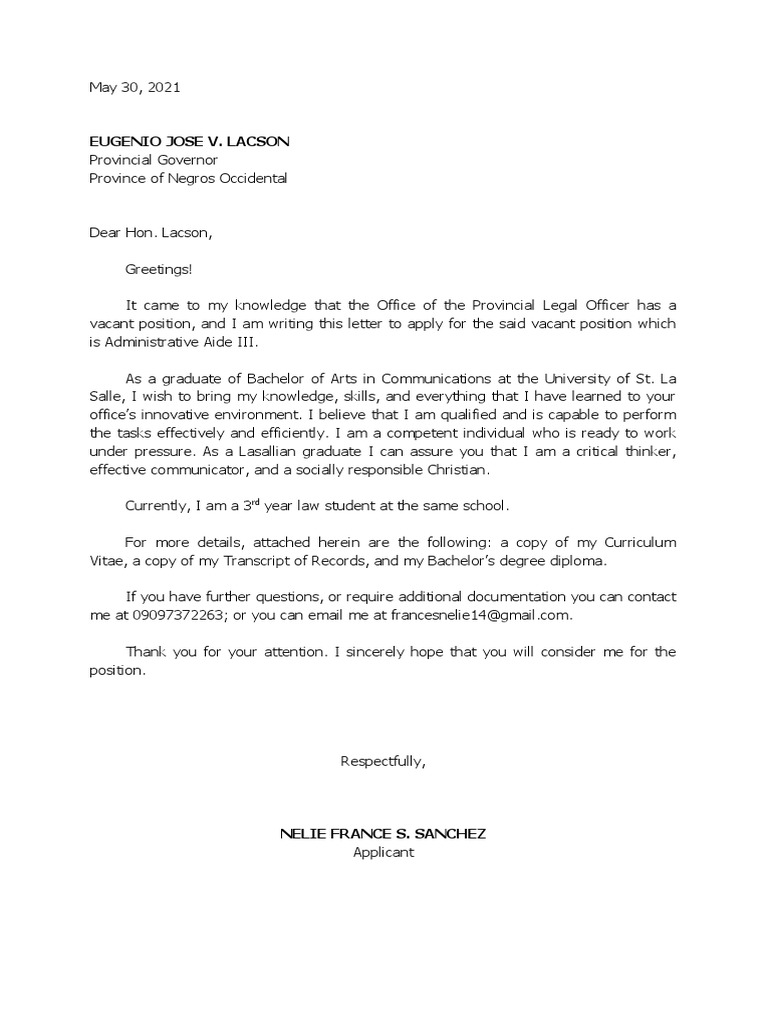 Application Letter To Gov | PDF