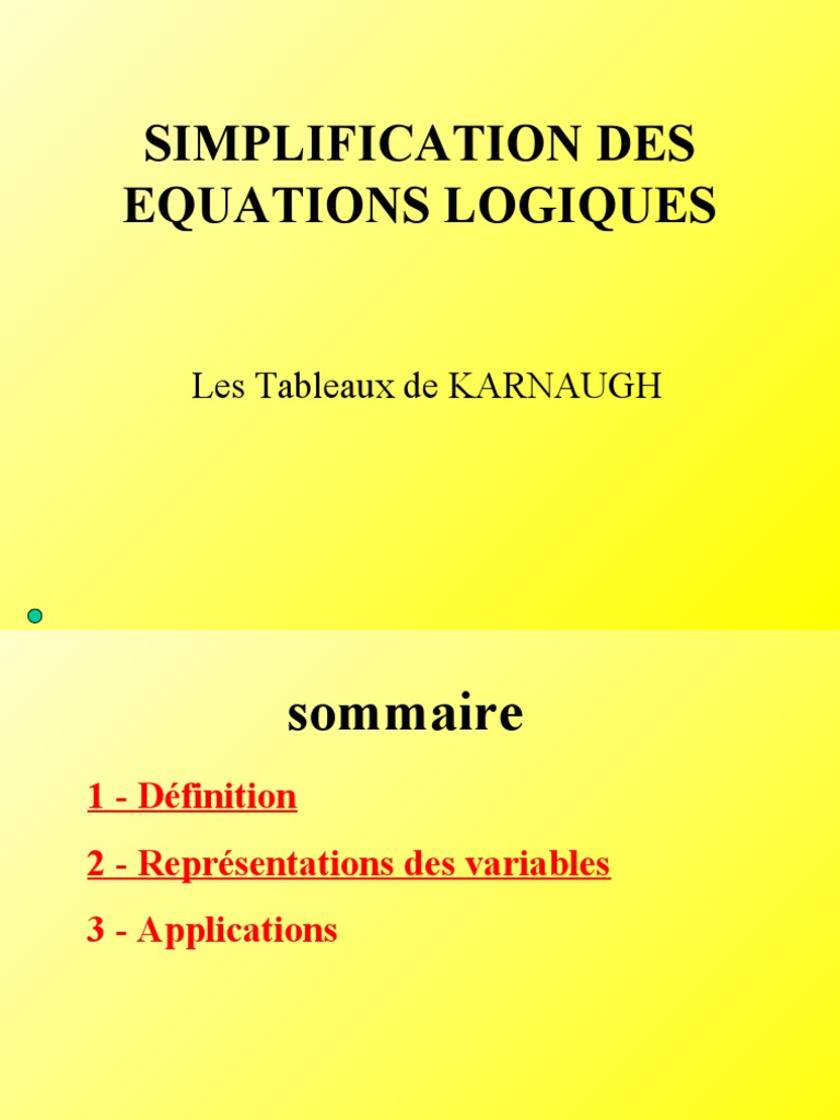 Tableaux de Karnaugh: Simplification Logique | PDF | Mathématiques ...