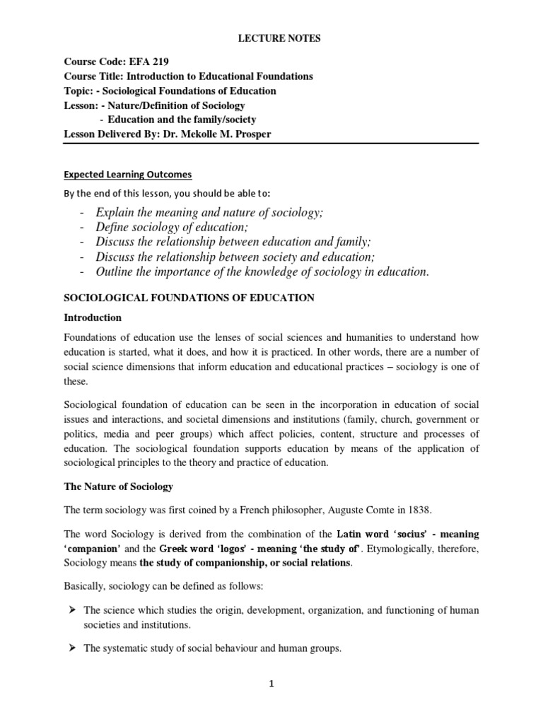 EFA 219 Module 5 - Sociological Foundations of Education | PDF ...