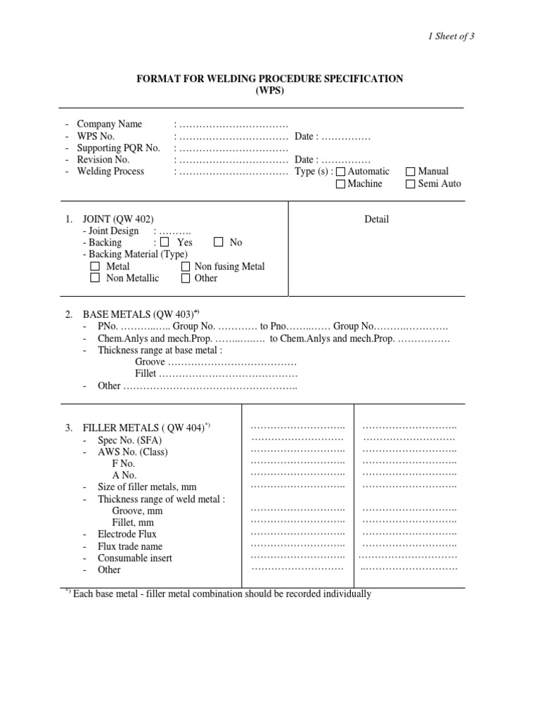 Format For Welding Procedure Specification | PDF | Steel | Electromagnetism