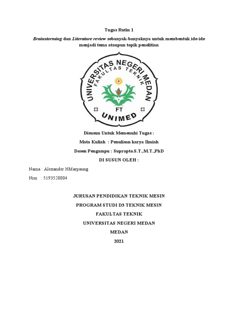 Tugas Rutin 1 Penulisan Karya Ilmiah | PDF | Karier & Perkembangan | Seni