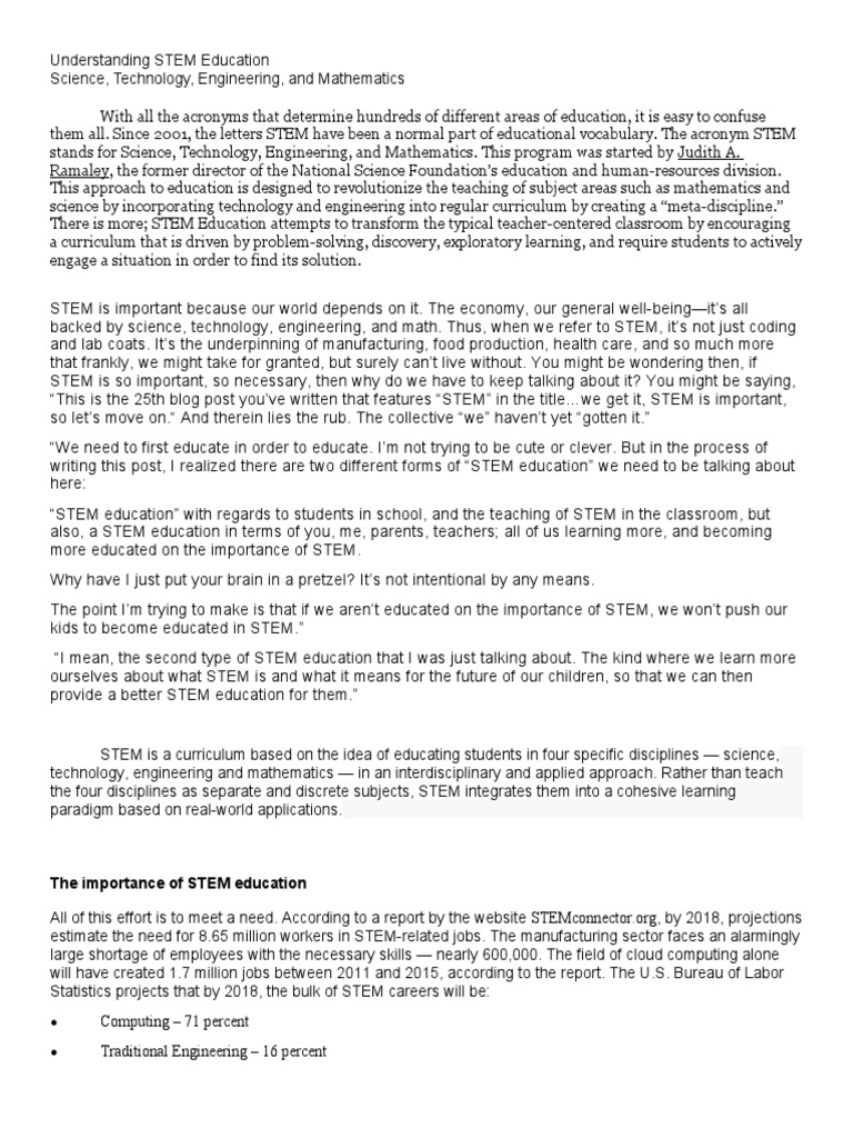Understanding STEM Education | PDF | Science, Technology, Engineering ...