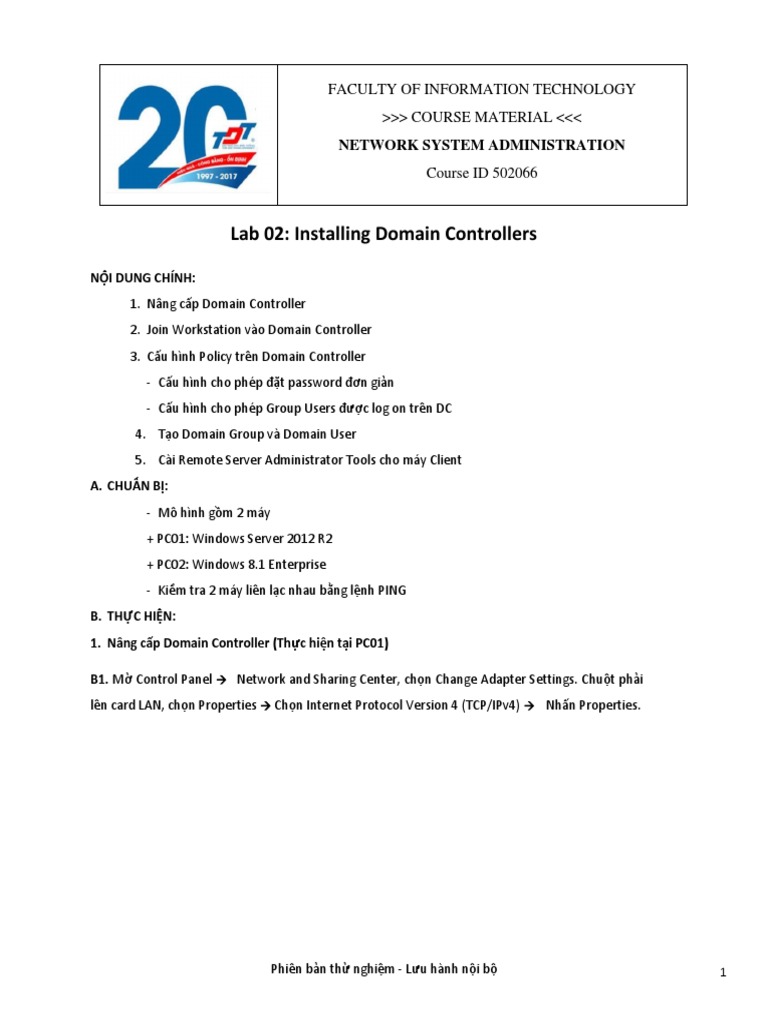 Lab02 - Installing Domain Controllers | PDF