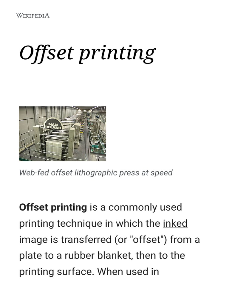 Offset Printing - Wikipedia | PDF | Secondary Sector Of The Economy ...