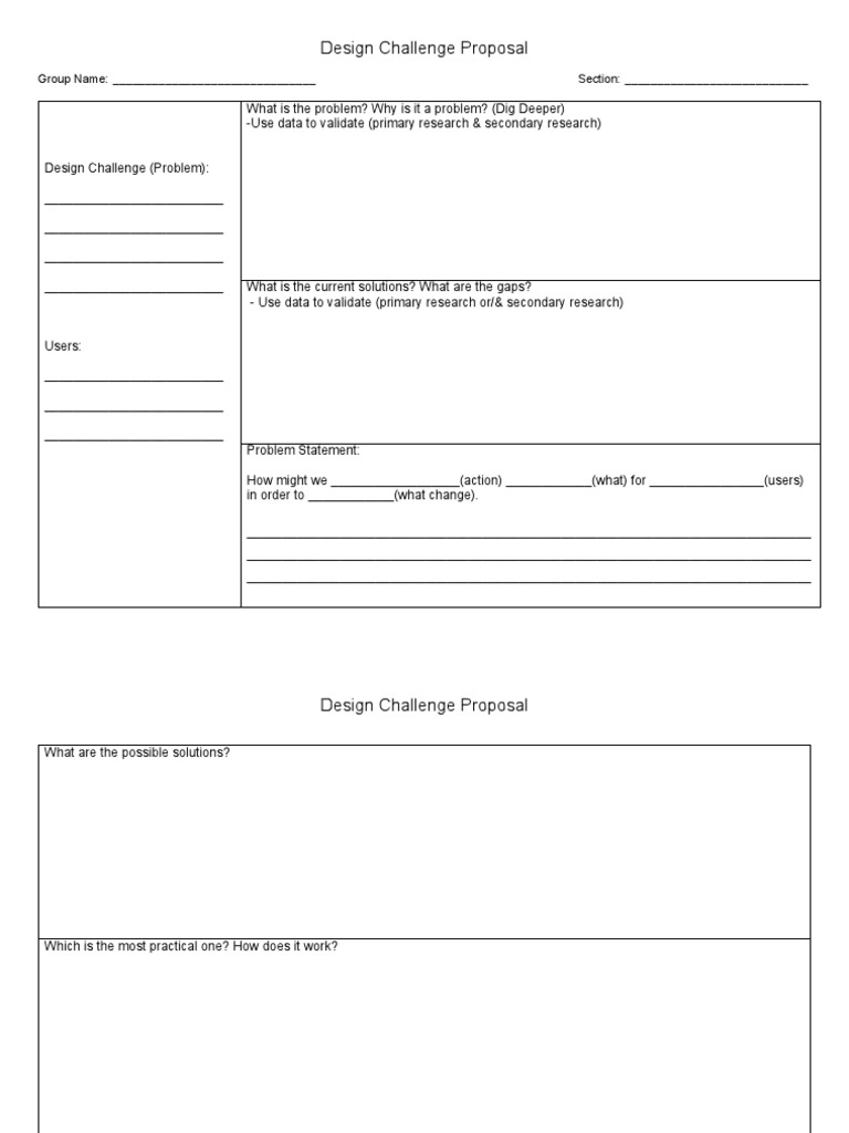 Design Challenge Proposal: Group Name: - Section | PDF