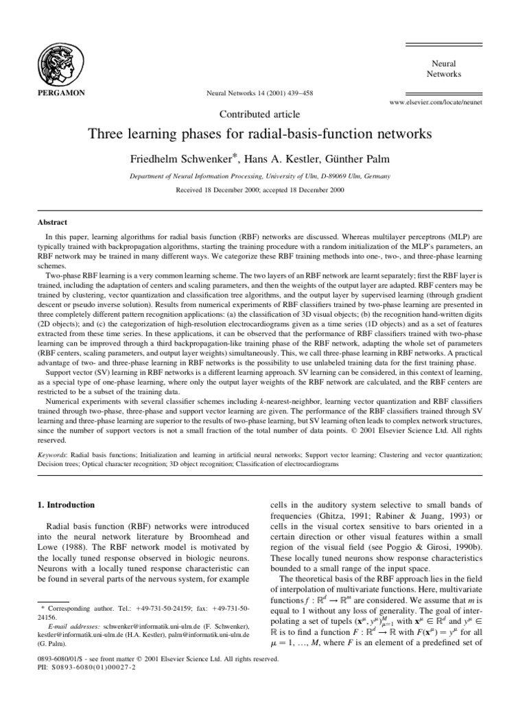 Three Learning Phases For Radial-Basis-Function Networks: Friedhelm ...