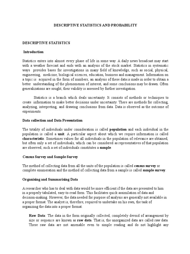 Descriptive Statistics and Probability | PDF | Mode (Statistics) | Median