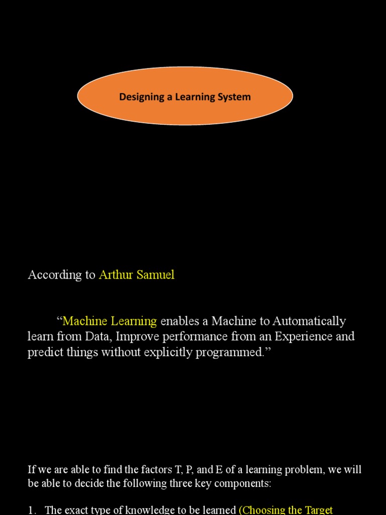 Designing A Learning System | PDF | Machine Learning | Algorithms