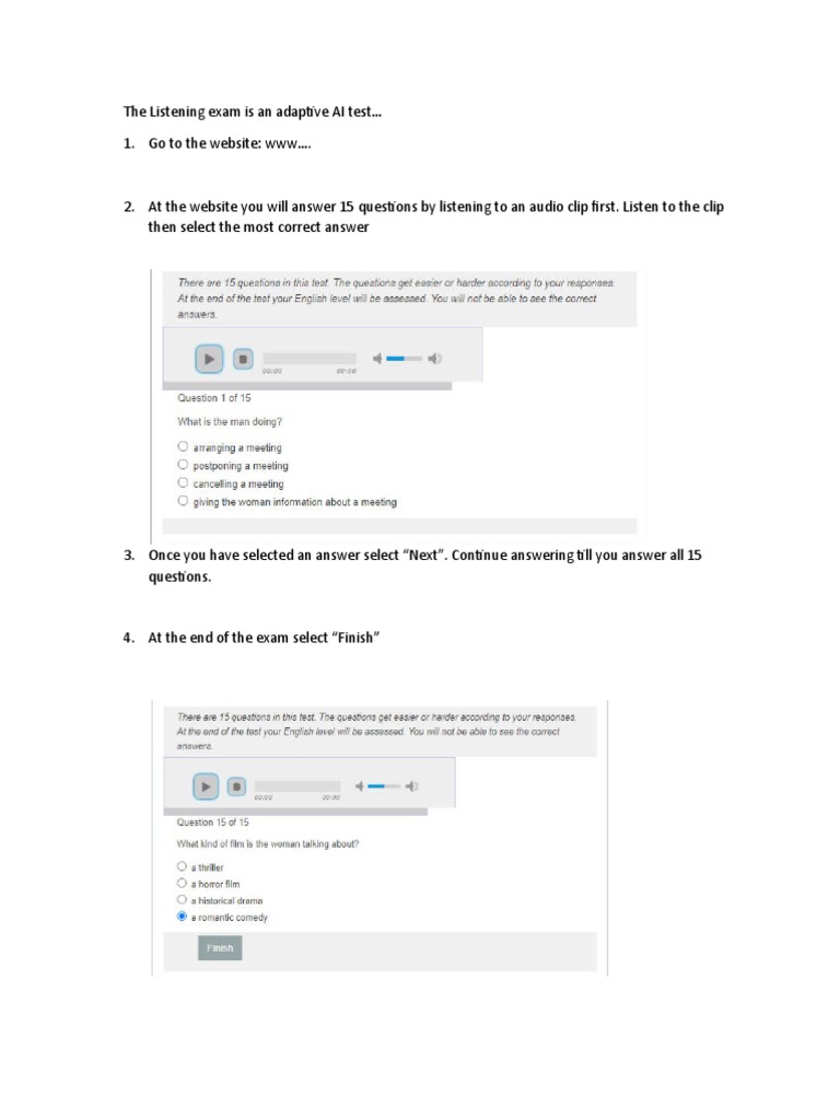 AI Listening Test Instructions | PDF | Career & Growth | Games & Activities