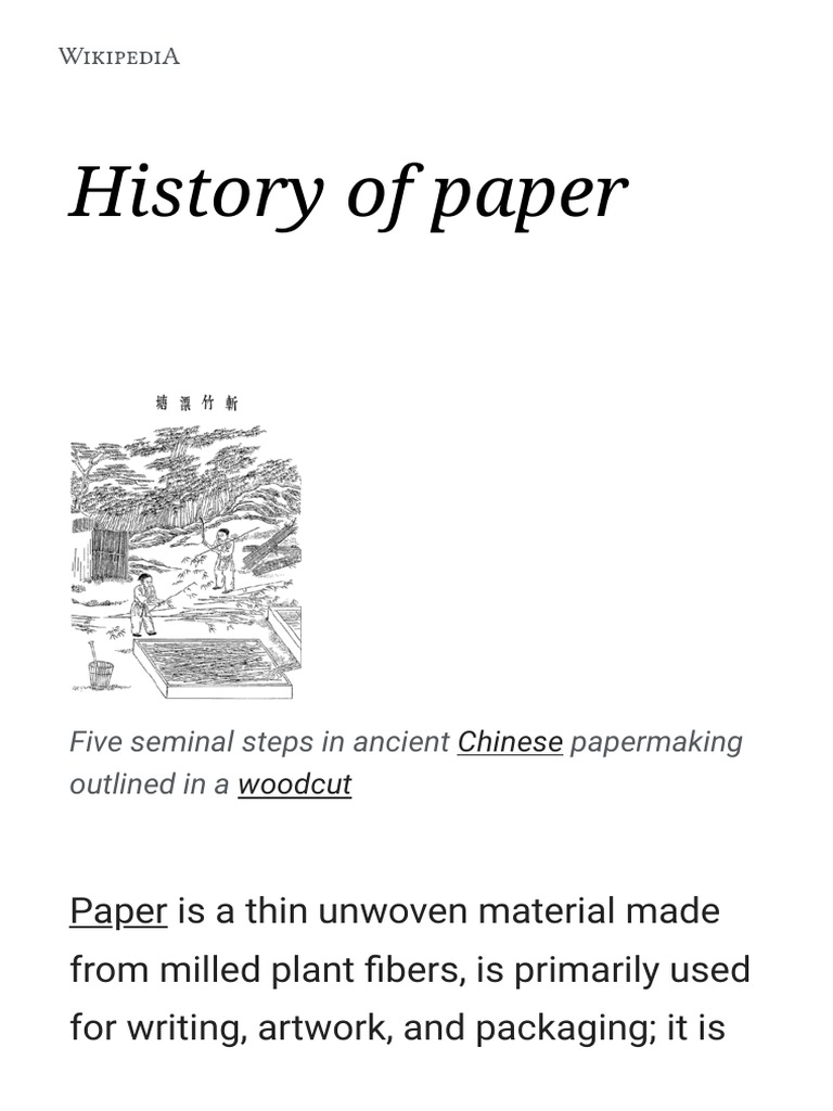 History of Paper - Wikipedia | PDF | Paper | Papyrus