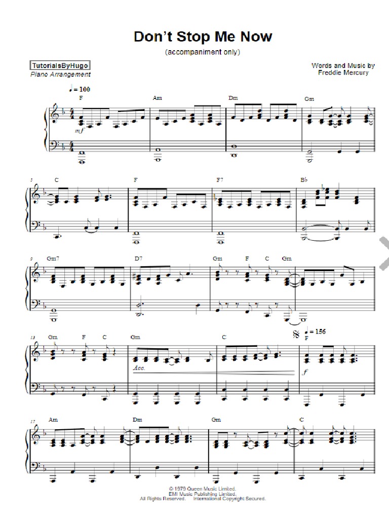 Dont Stop Me Now Sheet Music | PDF