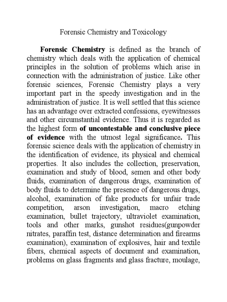 Forensic Chemistry and Toxicology P1 | PDF | Blood | Drugs