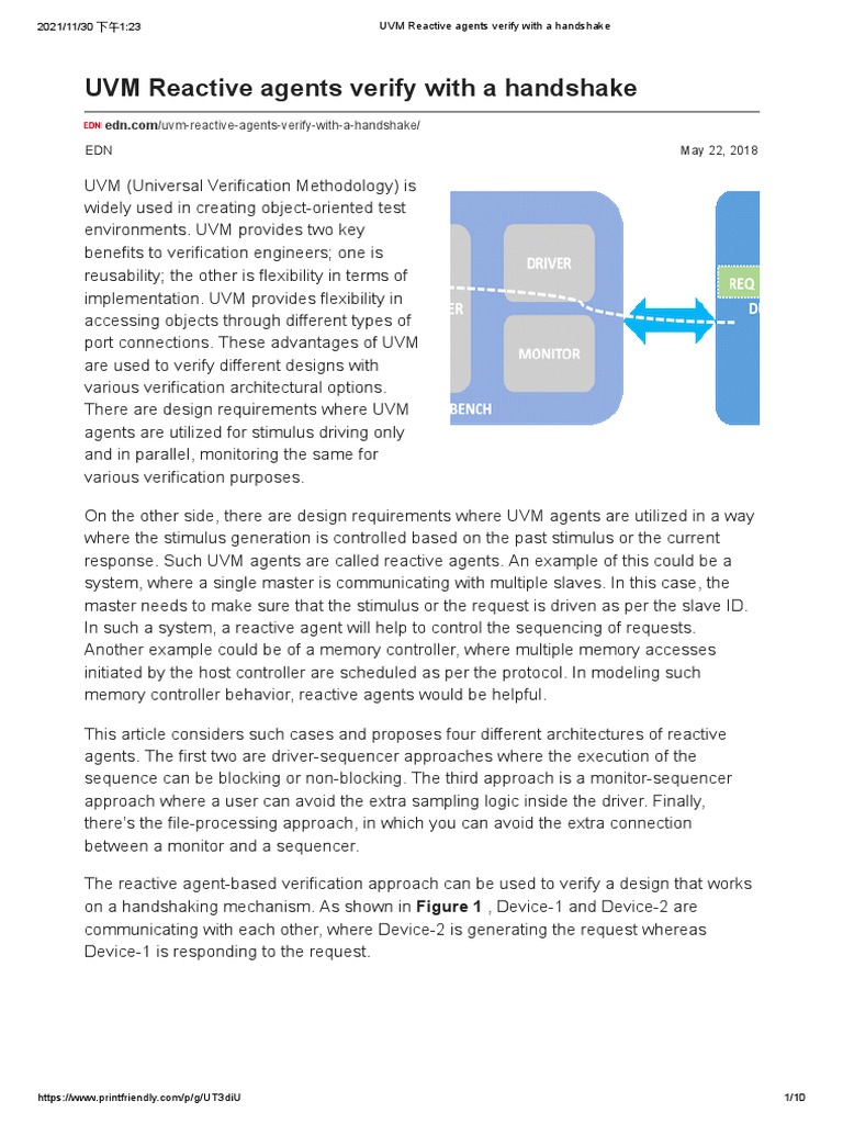 UVM Reactive Agents Verify With A Handshake | PDF | Formal Verification | Interface (Computing)