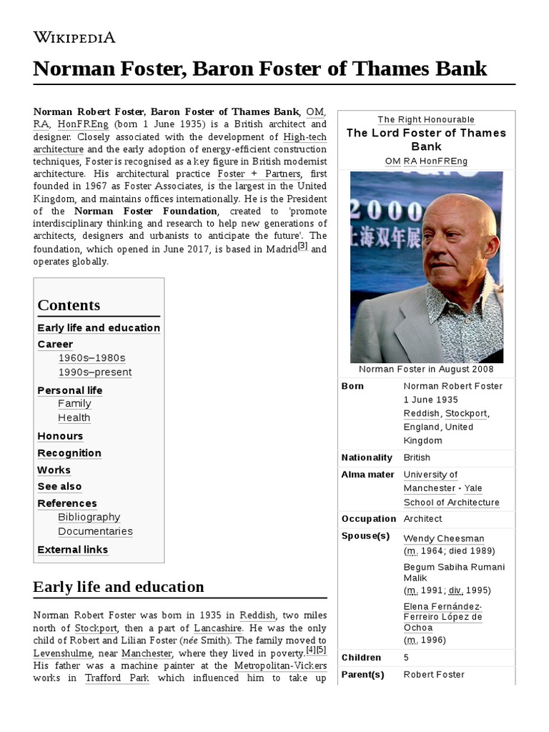 Norman Foster, Baron Foster of Thames Bank | PDF