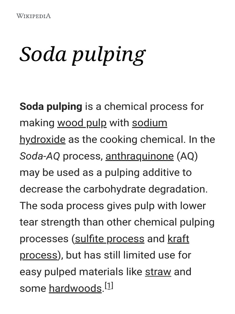 Soda Pulping - Wikipedia | PDF | Chemistry | Process Engineering