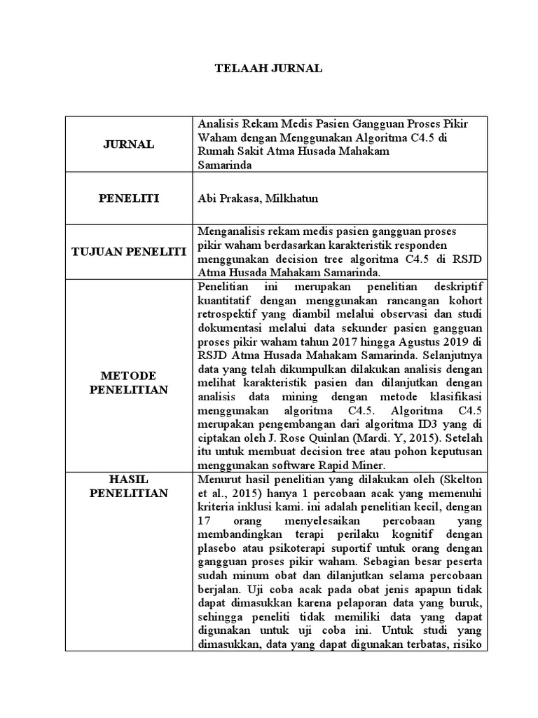 Telaah Jurnal Waham | PDF