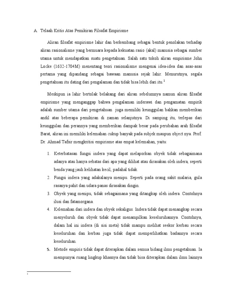 Kelemahan Filsafat Empirisme menurut Locke | PDF | Ilmu Sosial | Sains ...