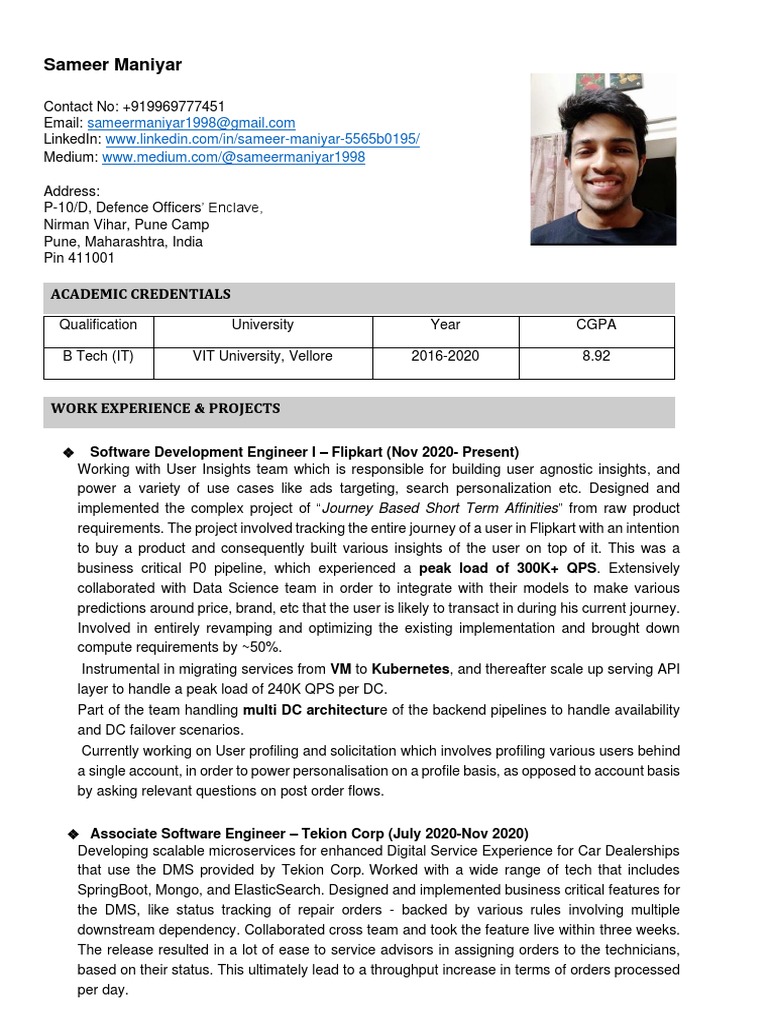 CV Sameer Maniyar 07nov2021 | PDF | Computer Engineering | Computing