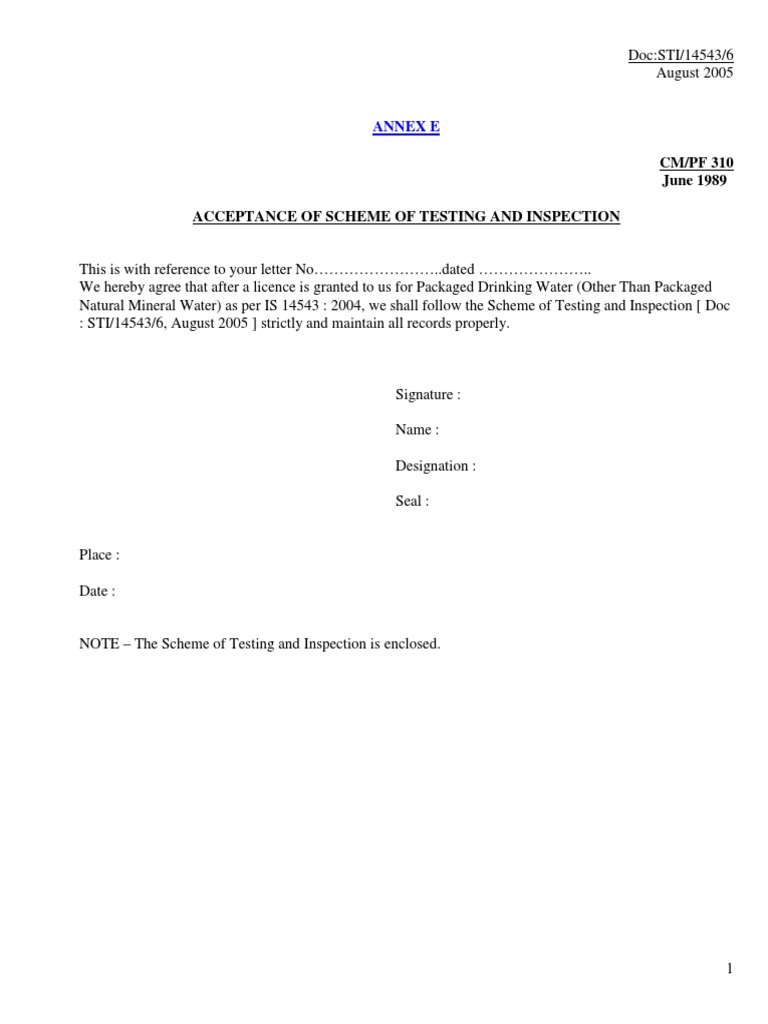 Annex e | PDF | Packaging And Labeling | Water