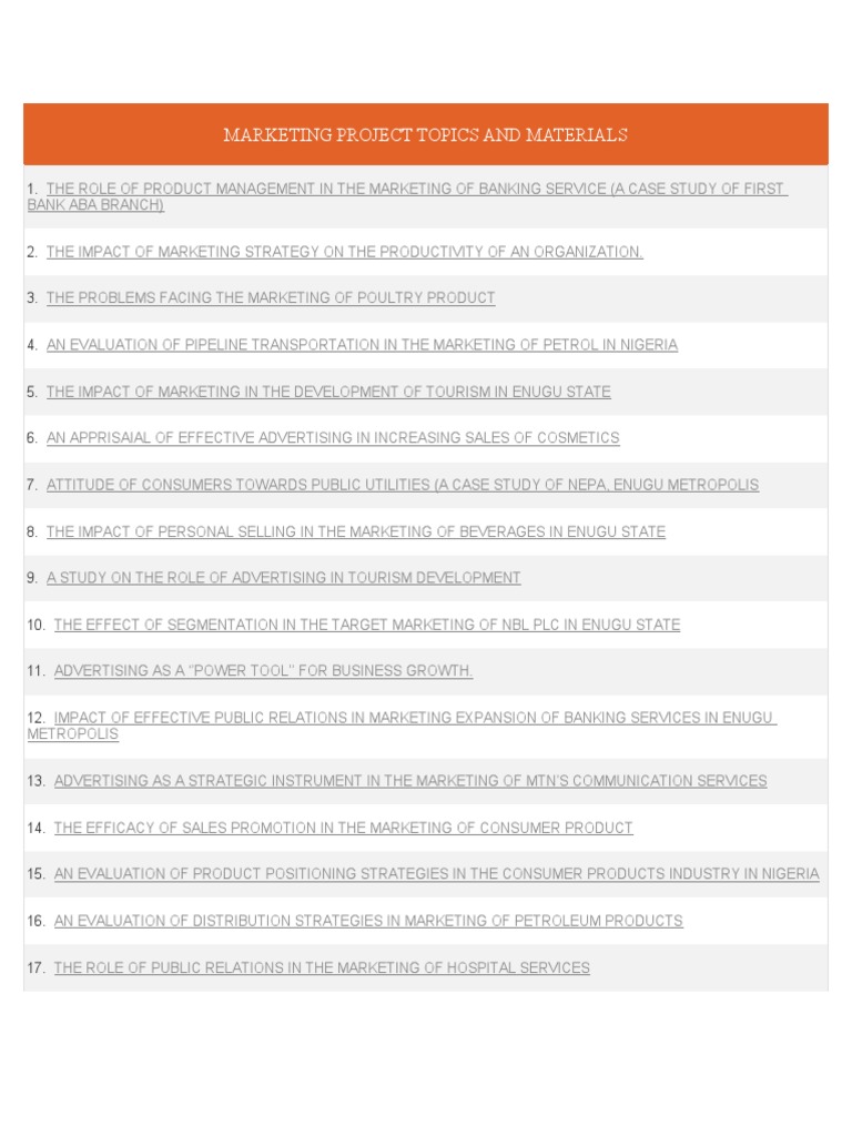Marketing Project Topics and Materials | PDF | Marketing | Brand