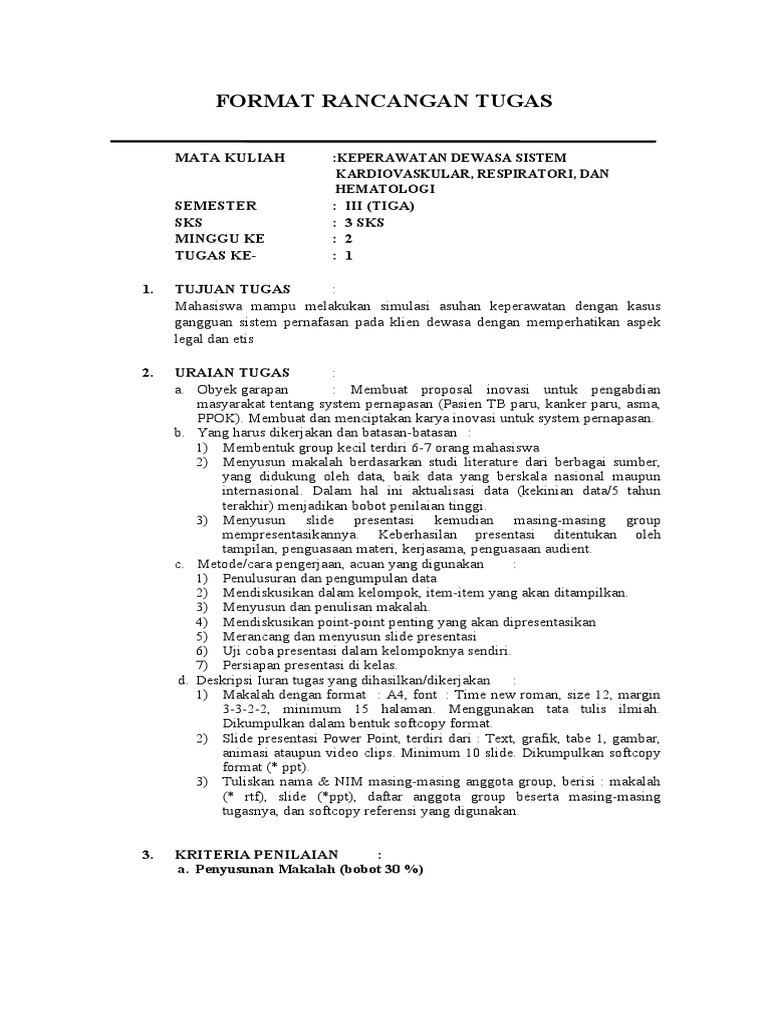 Format Rancangan Tugas | PDF