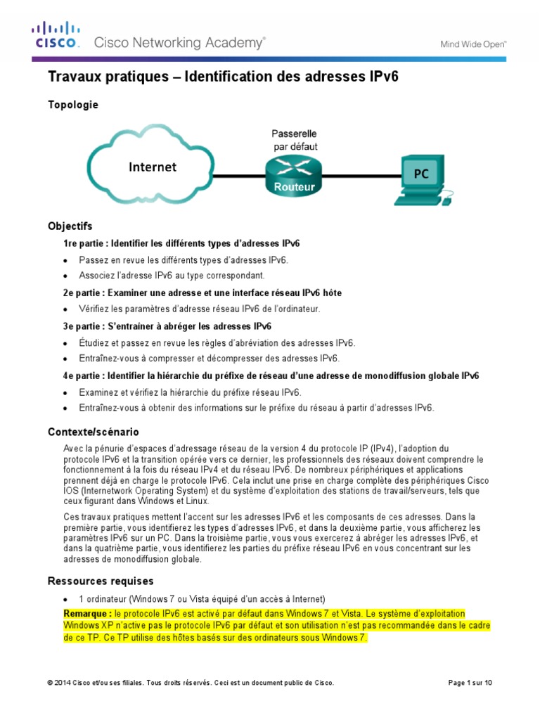 8254 Lab Identifying Ipv6 Addresses Download Free Pdf I Pv6 Adresse Ip 