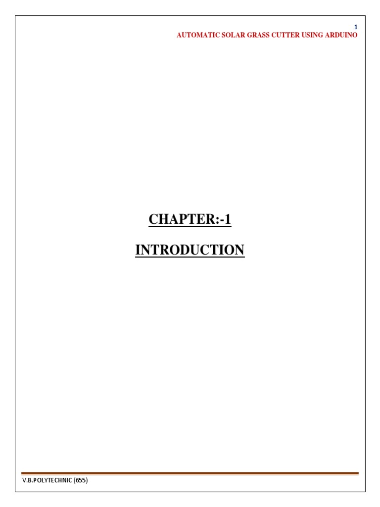Chapter:-1: Automatic Solar Grass Cutter Using Arduino | PDF | Electric ...