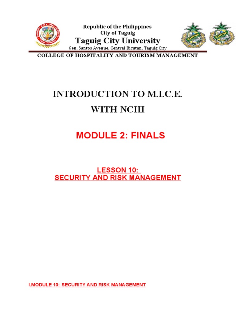 Introduction To M.I.C.E. With Nciii: Module 2: Finals | PDF | Risk ...
