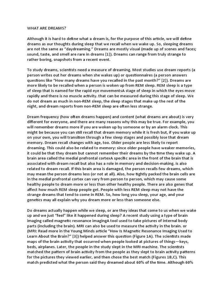 What Are Dreams | PDF | Dream | Sleep