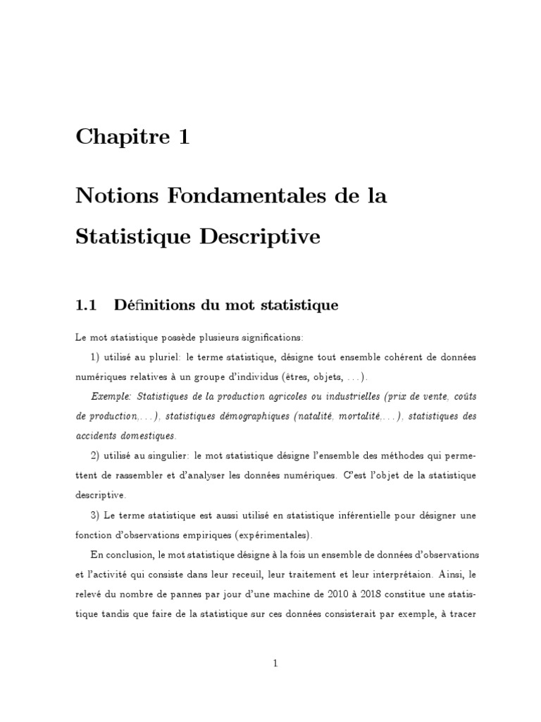 Notions de Statistique Descriptive | PDF | Statistiques | Statistique ...