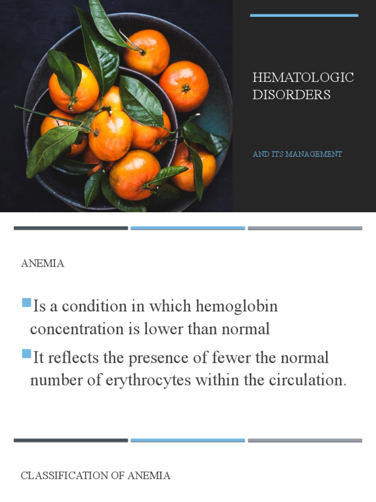 Hematologic Disorders: and Its Management | PDF | Anemia | Bleeding